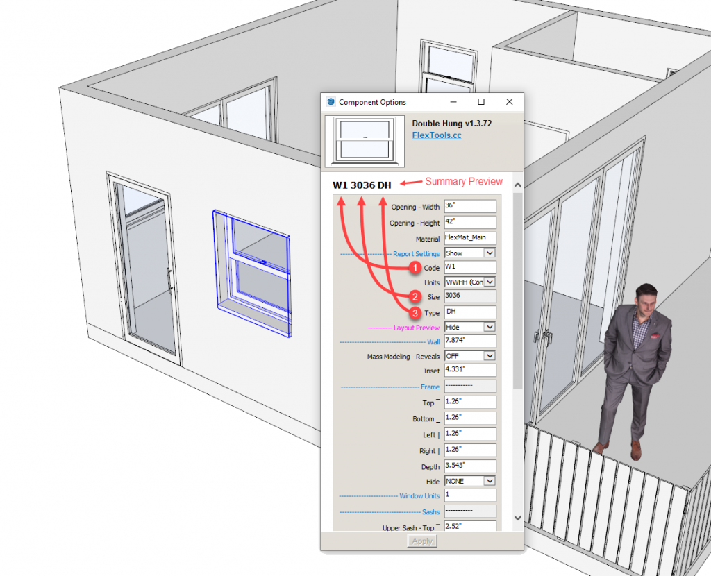Dynamically Label FlexTools SketchUp Components in Layout