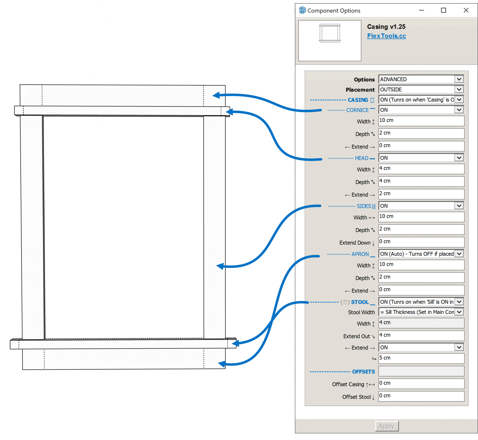 Door and Window Casings with FlexTools for Sketchup